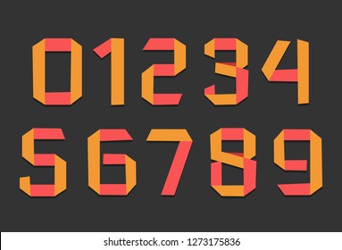 Creative Yellow Paper Fold Font Numbers Stock Vector (Royalty Free ...
