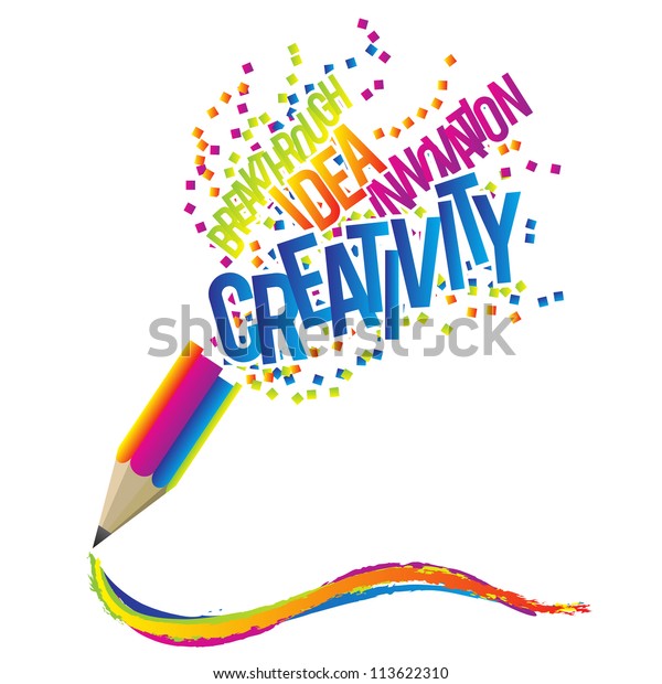 Creativity Concept Colorful Pencil Creative Theme Stock Vector (Royalty ...