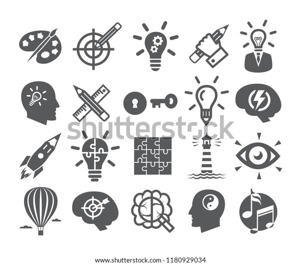 Creativity Icons Set Icons Inspiration Idea Stock Vector (Royalty Free ...