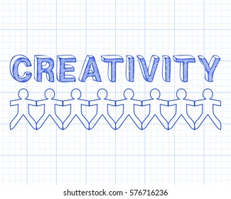 Creativity Text Hand Drawn Paper People Stock Vector (Royalty Free ...