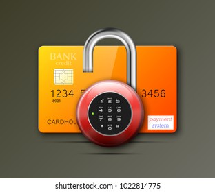 Credit Card Safe Combination Lock Protection Stock Vector (Royalty Free ...