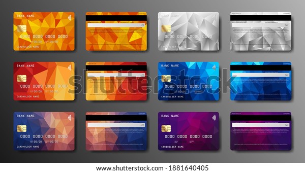 Credit Card Set Debit Card Front Stock Vector (Royalty Free) 1881640405 ...