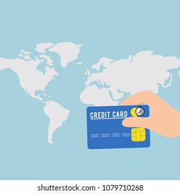 Credit Card World Map Payment Concept Stock Vector (Royalty Free ...