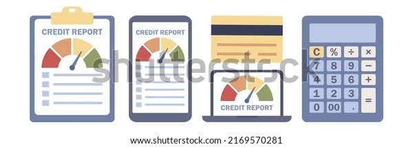 Credit Report Icon Set Credit Score Stock Vector (Royalty Free ...