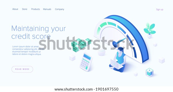 Credit Score Rating Concept Isometric Vector Stock Vector (Royalty Free ...