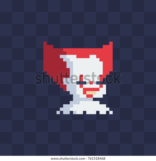 Creepy Clown Character Pixel Art Icon: เวกเตอร์สต็อก (ปลอดค่าลิขสิทธิ์ ...