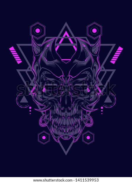 Creepy Devil Face Sacred Geometry Pattern Stock Vector (Royalty Free ...