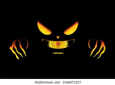Creepy Face Background Orange Colors Glowing Stock Vector (Royalty Free ...