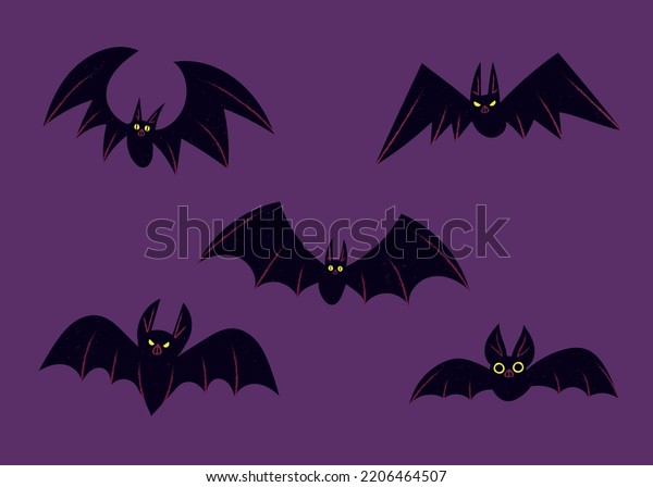 Creepy Halloween Bat Vector Collection Stock Vector (Royalty Free ...