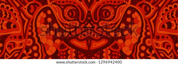 Creepy Red Pattern Stylized Ugly Demons Stock Vector (Royalty Free ...