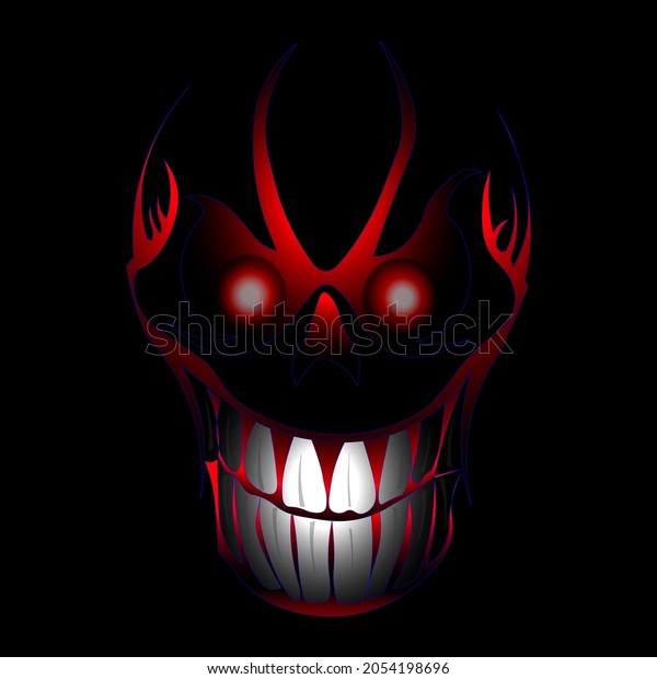 Creepy Red Skull Illustration Vector: เวกเตอร์สต็อก (ปลอดค่าลิขสิทธิ์ ...