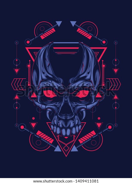 Creepy Skull Face Sacred Geometry Pattern Stock Vector (Royalty Free ...