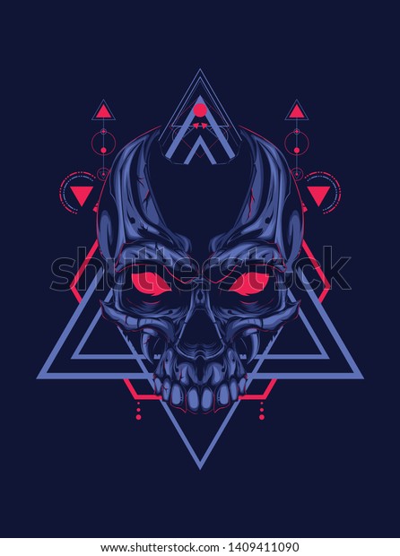 Creepy Skull Face Sacred Geometry Pattern Stock Vector (Royalty Free ...