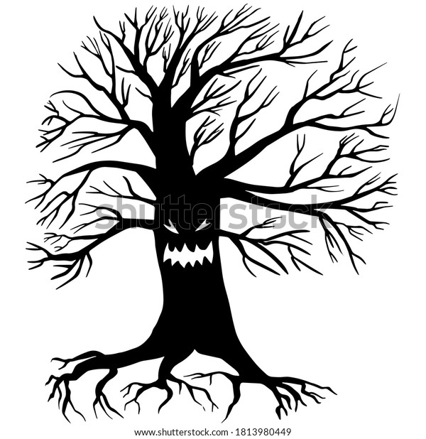 Creepy Tree Twisted Trunks Branches Black Stock Vector (Royalty Free ...