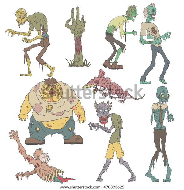 Creepy Zombies Outlined Drawings