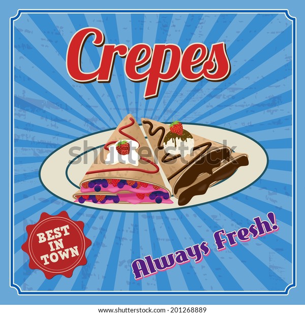 Crepes Poster Vintage Style Vector Illustration Stock Vector (Royalty ...