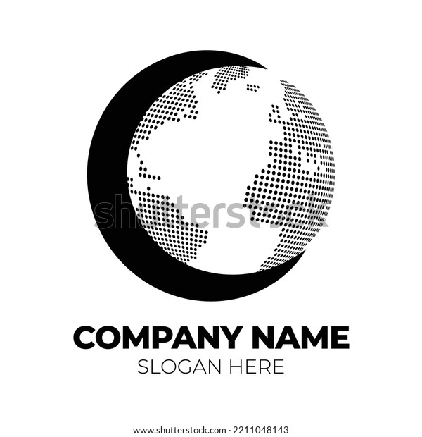 Crescent Letter C Globe Logo Design Stock Vector (Royalty Free ...