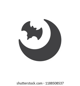 Crescent Moon Flying Bat Vector Icon Stock Vector (Royalty Free ...