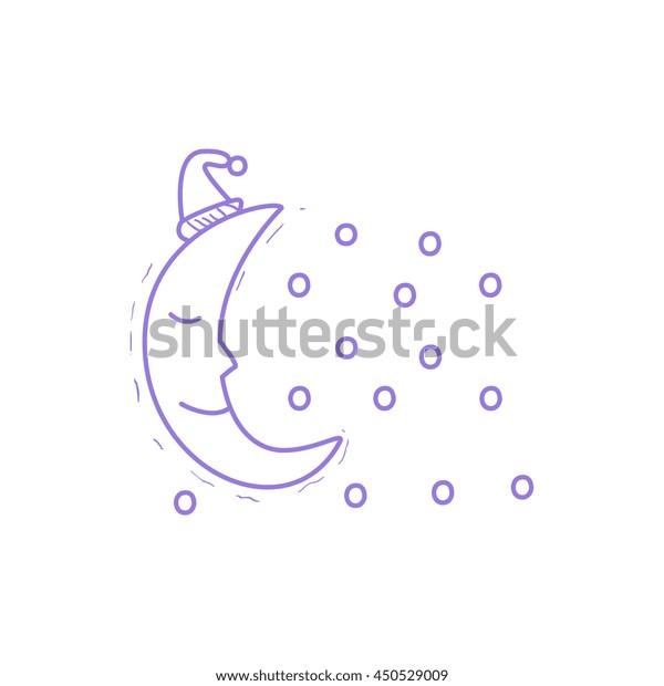 Crescent Moon Sleeping Snow Falling Stock Vector (Royalty Free ...