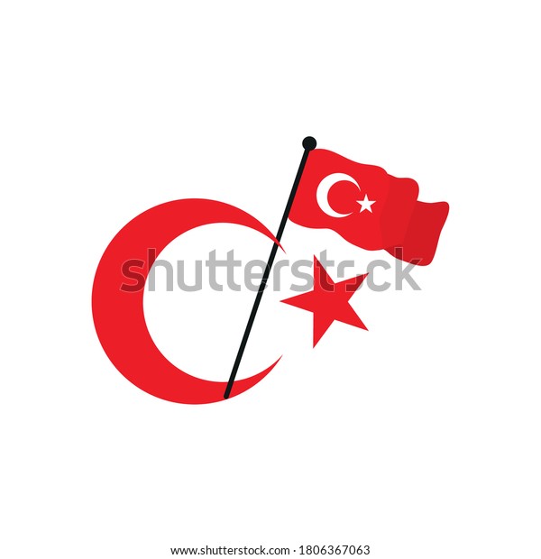 Crescent Moon Star Turkey Flag Over Stock Vector (Royalty Free ...