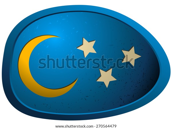 Crescent Moon Three Stars On Oval Stock Vector (Royalty Free) 270564479 ...
