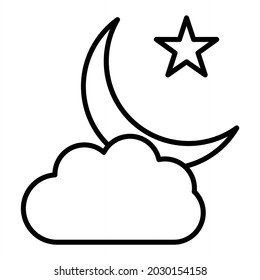 Crescent Moon Vector Outline Icon Isolated Stock Vector (Royalty Free ...