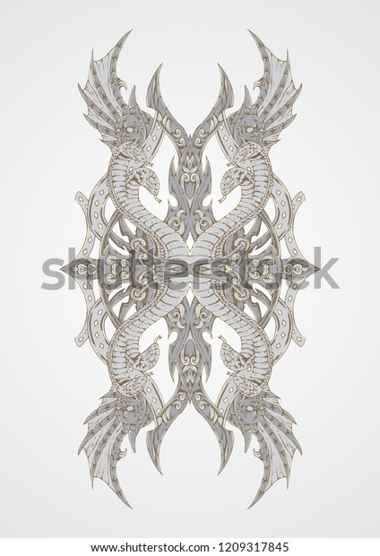 Crest Twoheaded Snake Depicted Destruction Vengeance Stock Vector ...