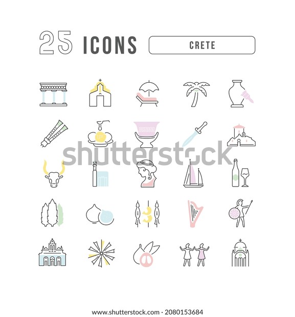 Crete Collection Perfectly Thin Icons Web Stock Vector (Royalty Free ...