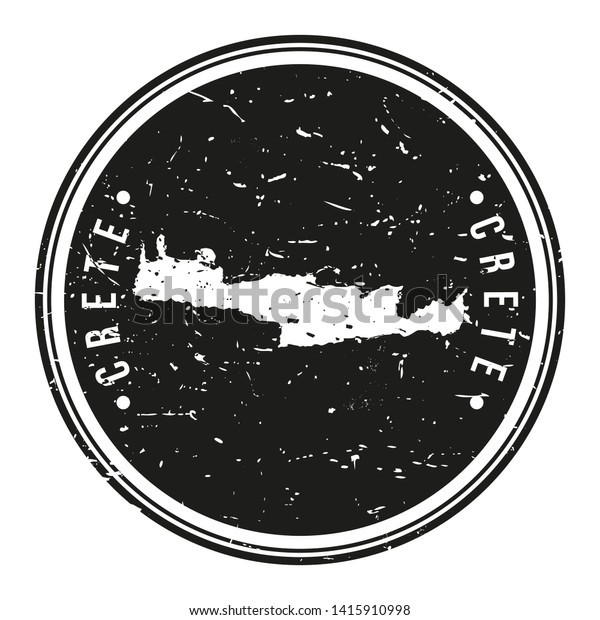 Vektor Stok Crete Greece Map Symbol Round Design (Tanpa Royalti ...