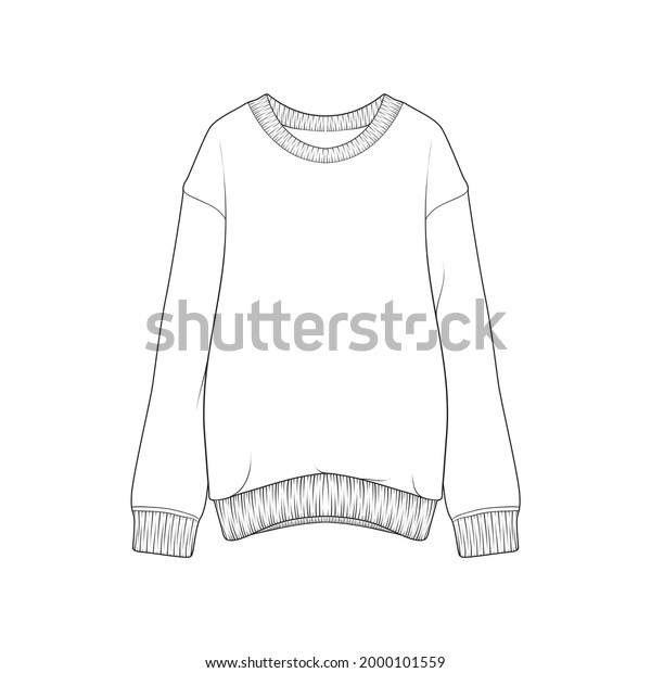 Crewneck Oversized Outline Drawing Vector Crewneck Stock Vector ...