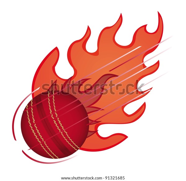Cricket Ball Fire Isolated Over White Stock Vector (Royalty Free) 91321685