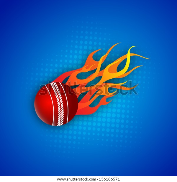 Cricket Ball Fire On Abstract Blue Stock Vector (Royalty Free) 136186571