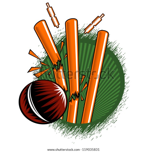 Cricket Ball Hitting Wicket Stock Vector (Royalty Free) 119035831 ...