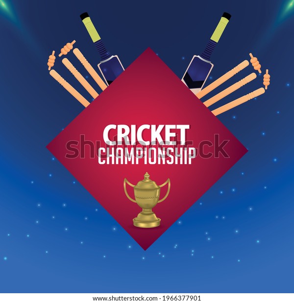 Cricket Championship Stadium Background Cricket Trophy Stock Vector ...