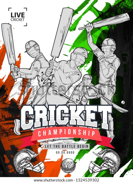 Cricket Championship Template Poster Design Doodle Stock Vector ...