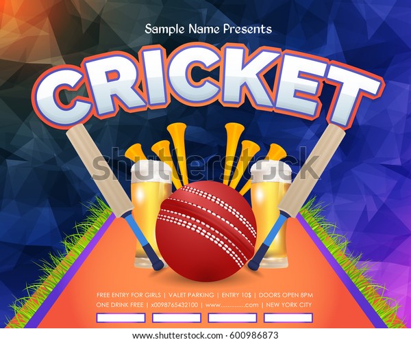 Cricket Event Poster Background Vector Low Stock Vector (Royalty Free ...
