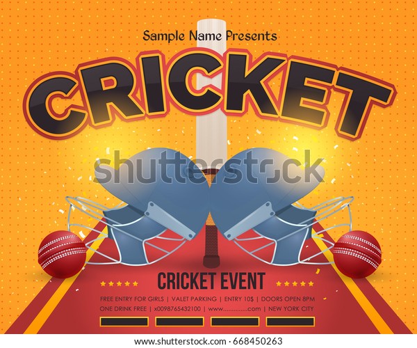 Cricket Event Poster Background Vector Spotlights Stock Vector (Royalty ...
