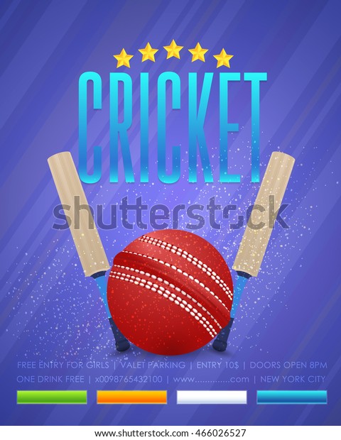 Cricket Event Poster Template Vector Background Stock Vector (Royalty ...