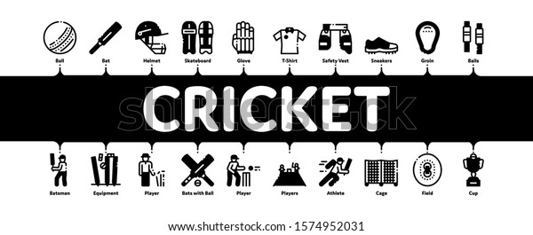 Cricket Game Minimal Infographic Web Banner Stock Vector (Royalty Free ...