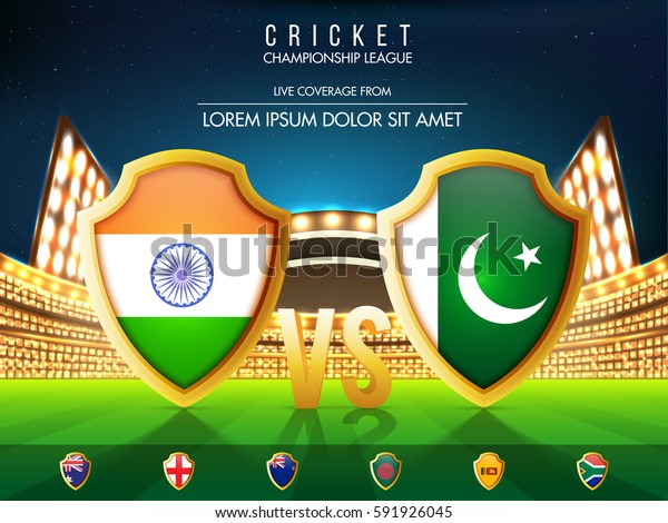 Cricket Match Participating Countries Flag Shields Stock Vector ...