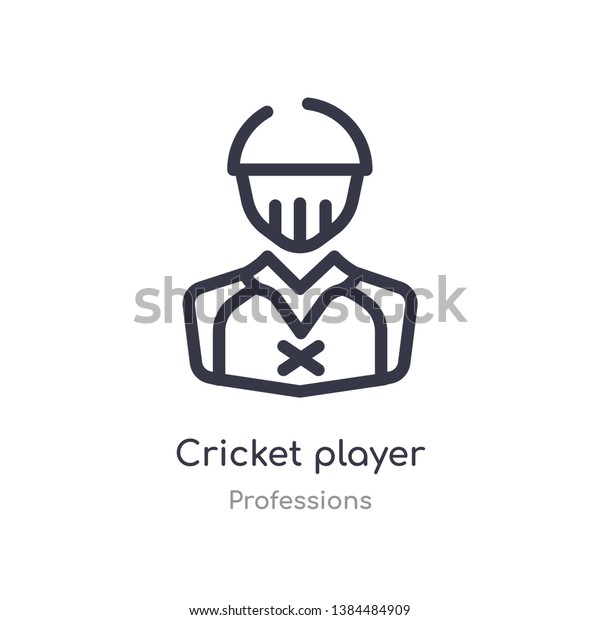 Cricket Player Outline Icon Isolated Line Stock Vector (Royalty Free ...
