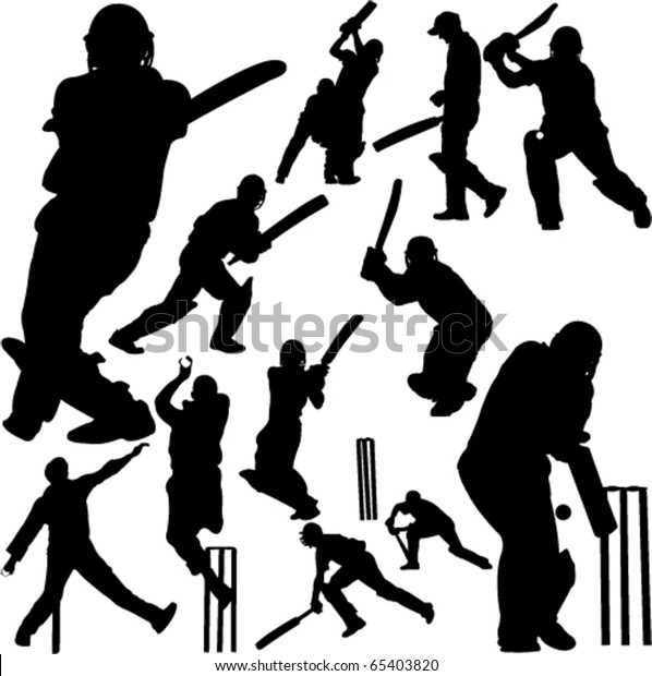 Cricket Players Collection 2 Vector Stock Vector (Royalty Free ...