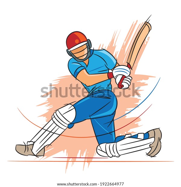 Cricket Players Playing Cricket Vector Illustration Stock Vector ...