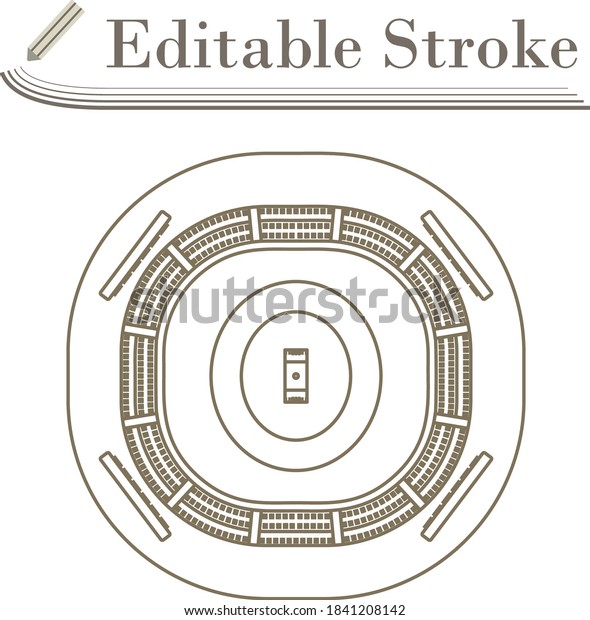 Cricket Stadium Icon Editable Stroke Simple Stock Vector (Royalty Free ...