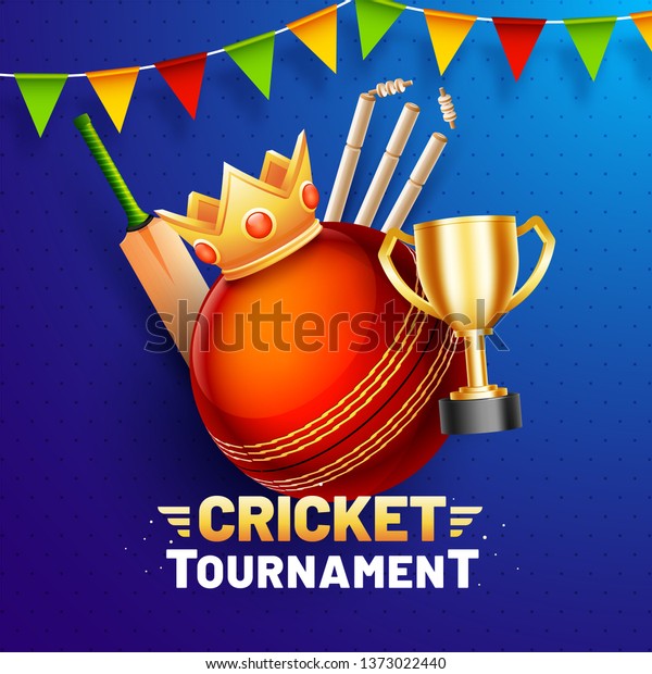 Vektor Stok Cricket Tournament Poster Template Design Illustration ...
