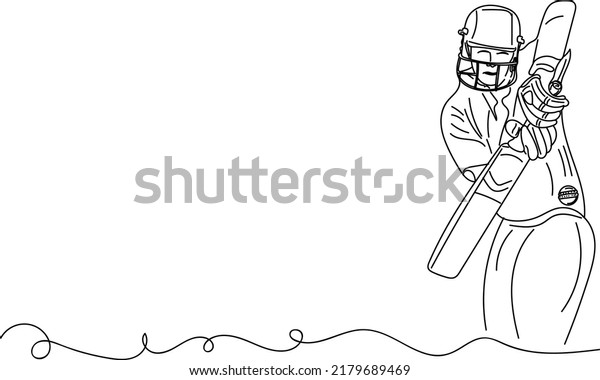 Cricket Vector Sketch Drawing Batsman Playing: เวกเตอร์สต็อก (ปลอดค่า ...