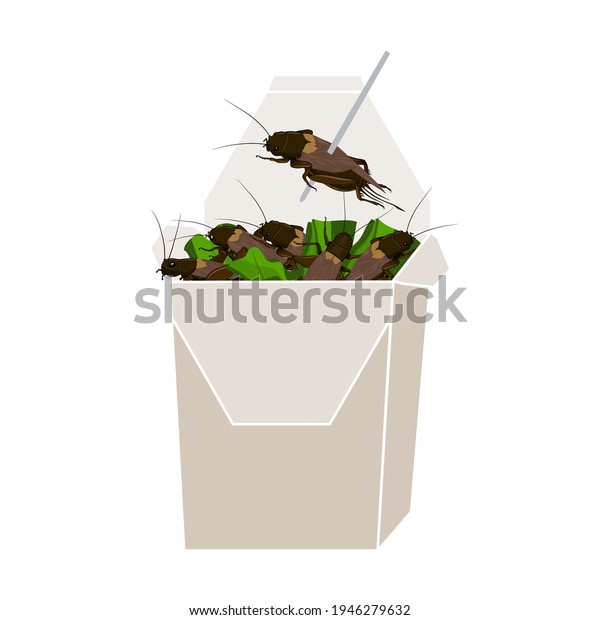 Crickets insects for eating as food deep-fried crispy snack and skewer ...