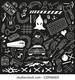 Crime Doodles Collection Stock Vector (Royalty Free) 120946003 ...