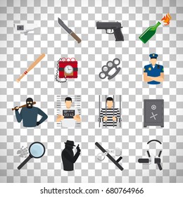 Crime Flat Icons Set Isolated On Stock Vector (Royalty Free) 680764966 ...