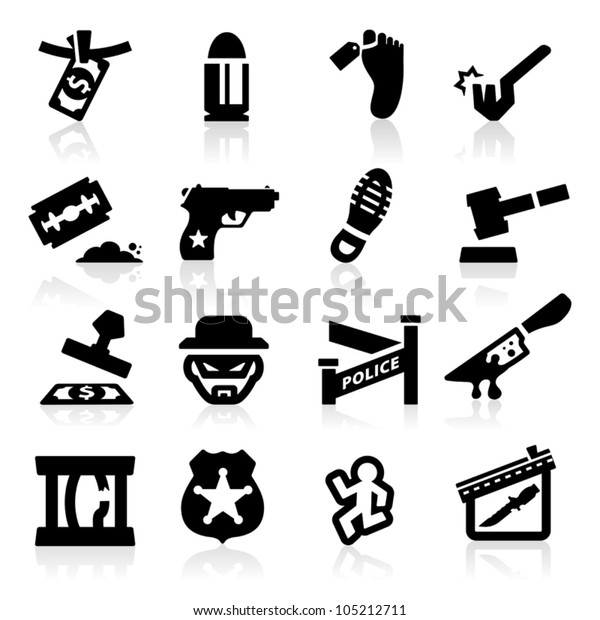 Crime Icons Set Elegant Series Stock Vector (Royalty Free) 105212711